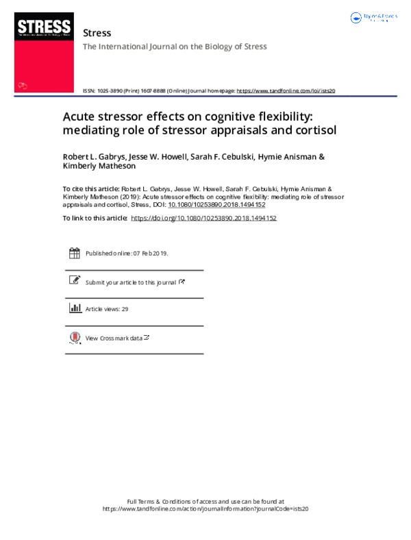 (PDF) Acute stressor effects on cognitive flexibility: mediating role ...