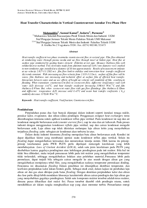 Pdf Heat Transfer Characteristics In Vertical Countercurrent Annular