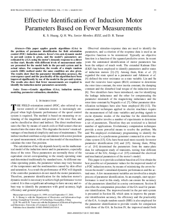 (PDF) Effective identification of induction motor parameters based on fewer measurements ...