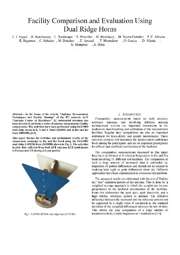 (PDF) Facility comparison and evaluation using dual ridge horns