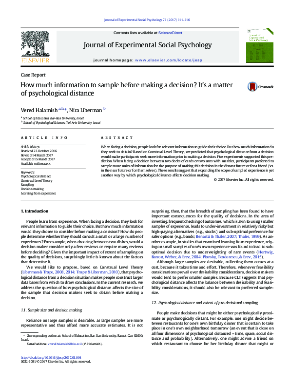 (PDF) How much information to sample before making a decision? It's a ...