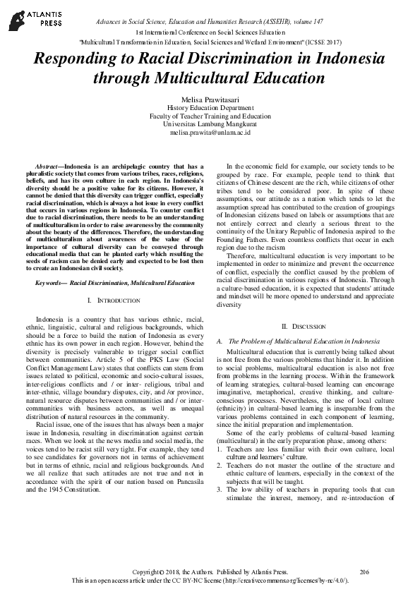 (PDF) Responding Racial Discrimination in Indonesia Through ...