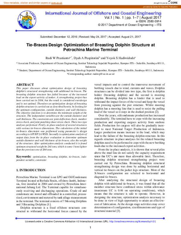 (PDF) Tie-Braces Design Optimization of Breasting Dolphin Structure at ...