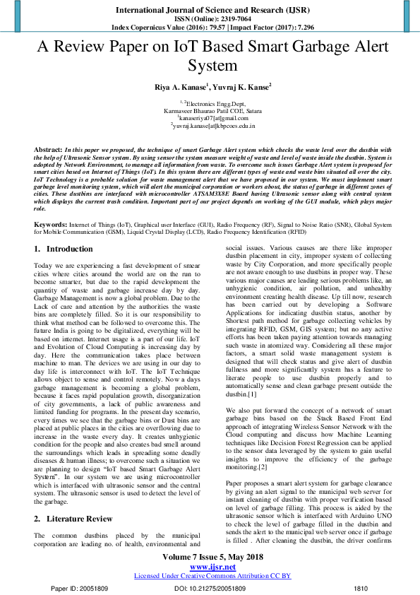 (PDF) IoT-Based Smart Garbage Monitoring System