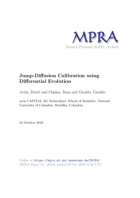 (PDF) Jump-Diffusion Calibration Using Differential Evolution