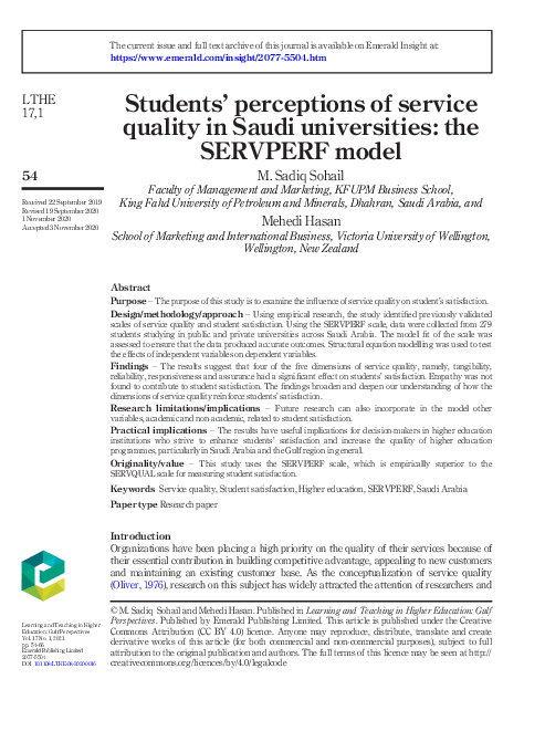 (PDF) Students’ Perceptions of Service Quality in Saudi Universities ...