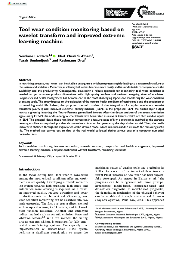 (PDF) Tool wear condition monitoring based on wavelet transform and improved extreme learning ...