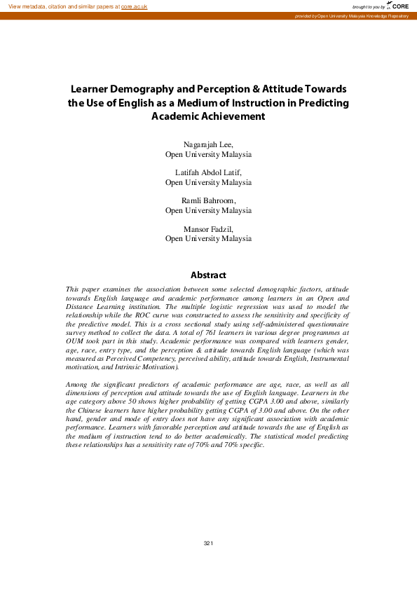(PDF) Learner demography and perception & attitude towards the use of ...