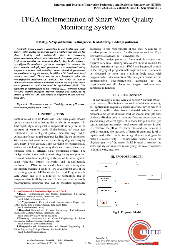 (PDF) FPGA Implementation of Smart Water Quality Monitoring System