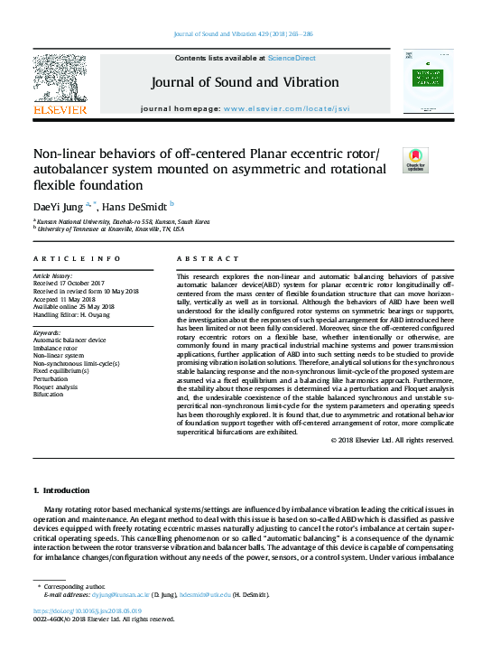 (PDF) Non-linear behaviors of off-centered Planar eccentric rotor ...