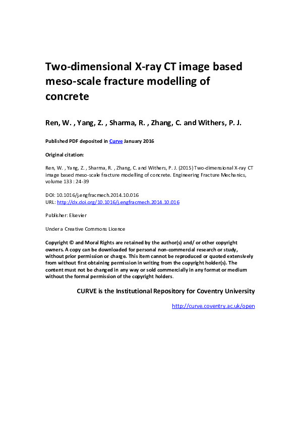 Pdf Two Dimensional X Ray Ct Image Based Meso Scale Fracture Modelling Of Concrete