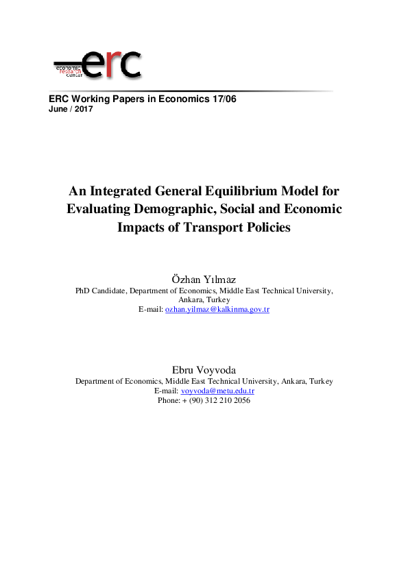 (PDF) An Integrated General Equilibrium Model for Evaluating ...