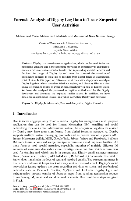 (PDF) Forensic Analysis of Digsby Log Data to Trace Suspected User ...