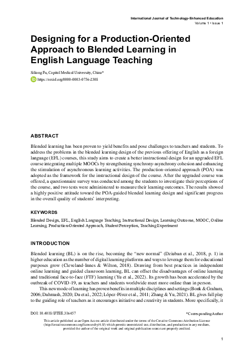 Pdf Designing For A Production Oriented Approach To Blended Learning In English Language Teaching