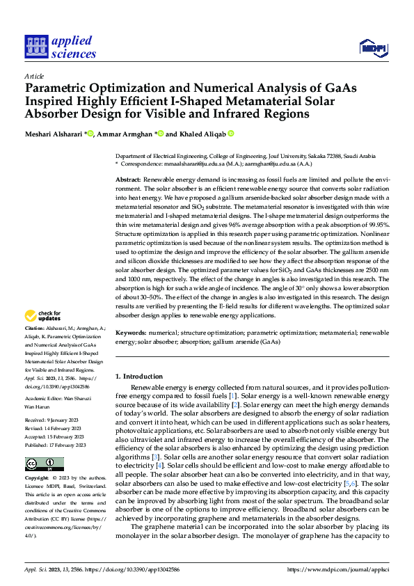 Pdf Parametric Optimization And Numerical Analysis Of Gaas Inspired Highly Efficient I Shaped