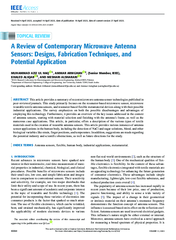 (PDF) A Review of Contemporary Microwave Antenna Sensors: Designs ...