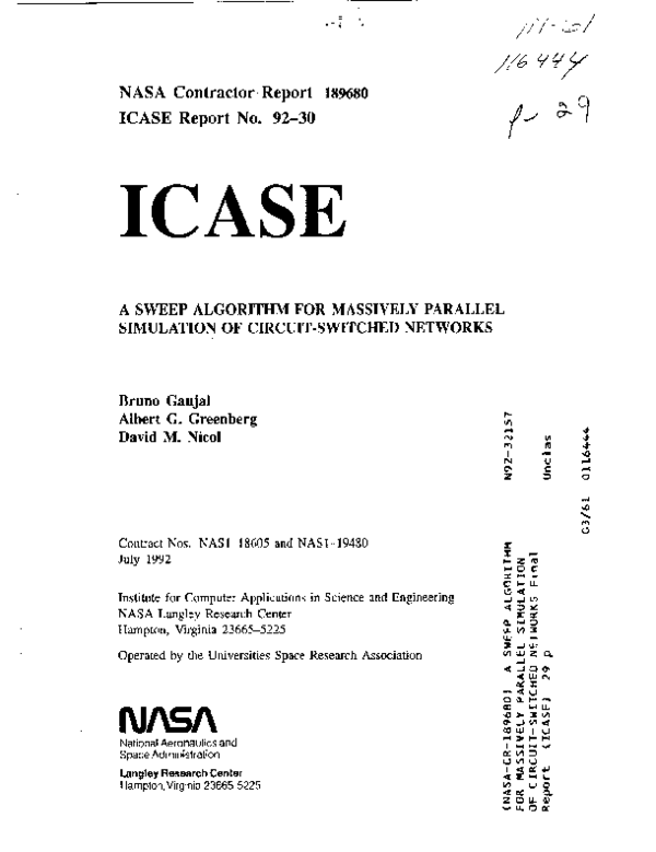 Pdf A Sweep Algorithm For Massively Parallel Simulation Of Circuit Switched Networks Albert