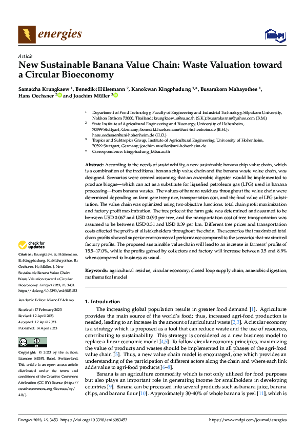 (PDF) New Sustainable Banana Value Chain: Waste Valuation toward a Circular Bioeconomy