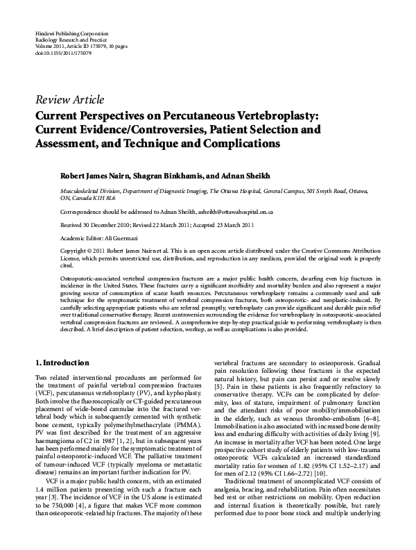 (PDF) Current Perspectives on Percutaneous Vertebroplasty: Current Evidence/Controversies ...