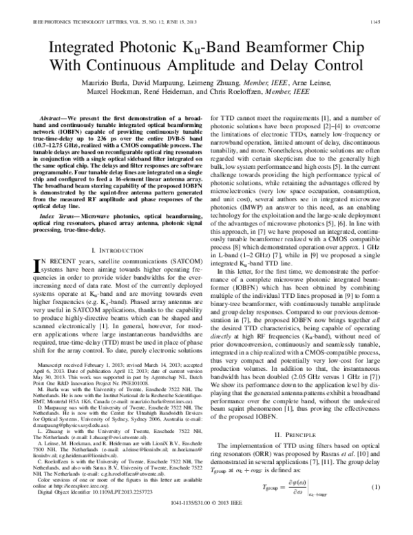 (PDF) Integrated Photonic ${\rm K}_{\rm u}$-Band Beamformer Chip With Continuous Amplitude and ...