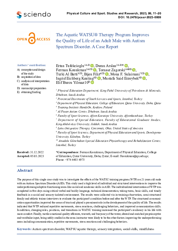 (PDF) The Aquatic WATSU® Therapy Program Improves the Quality of Life ...