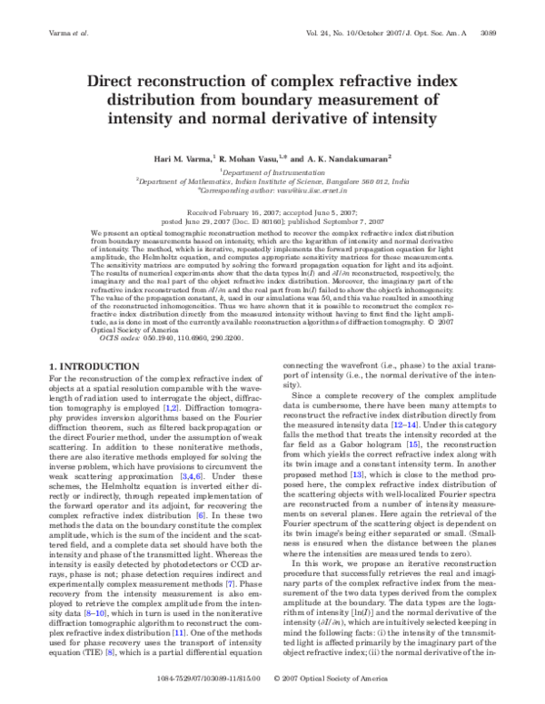 (PDF) Direct reconstruction of complex refractive index distribution ...