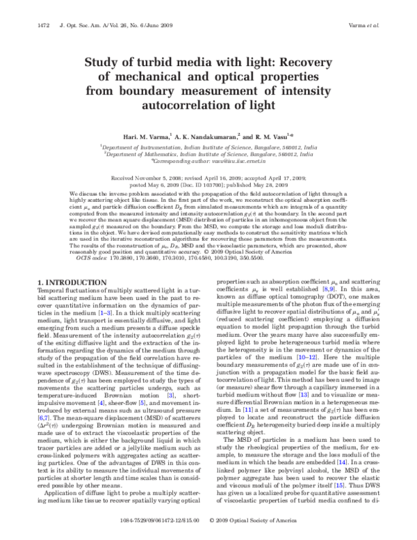 (PDF) Study of turbid media with light: Recovery of mechanical and optical properties from ...