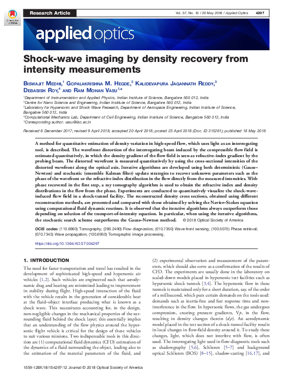 (PDF) Density Recovery in Shock-Wave Imaging