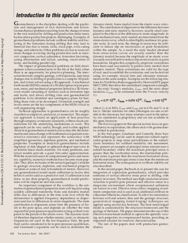 (PDF) Introduction to this special section: Geomechanics | Mark Tingay ...