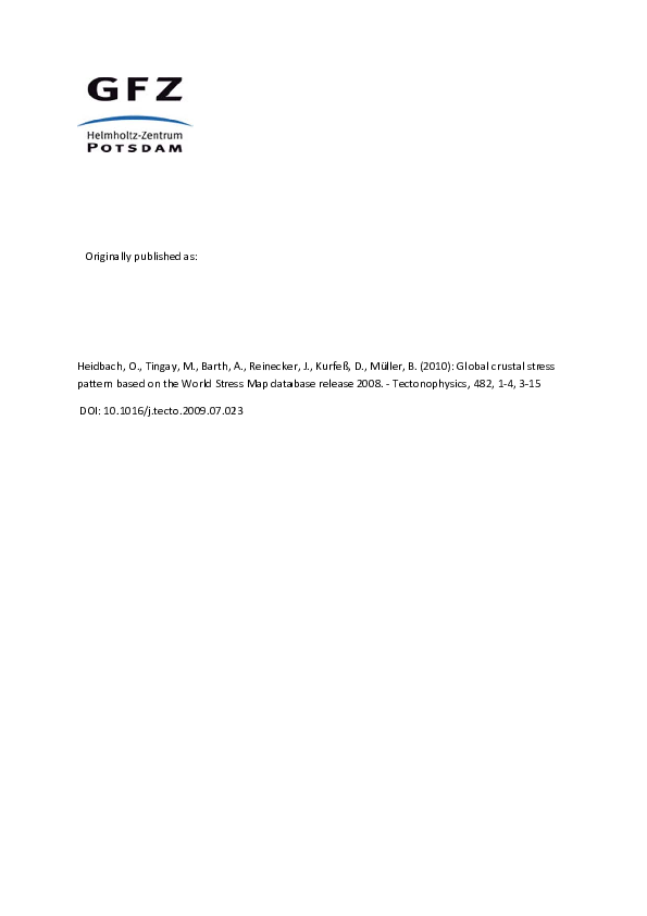 (PDF) Global crustal stress pattern based on the World Stress Map ...