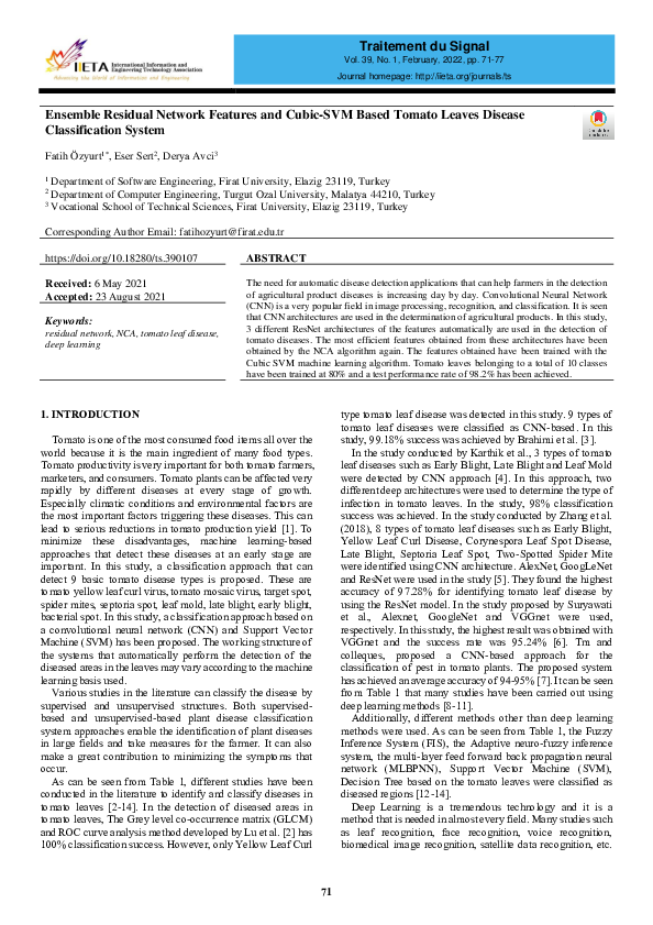 (PDF) Ensemble Residual Network Features and Cubic-SVM Based Tomato ...