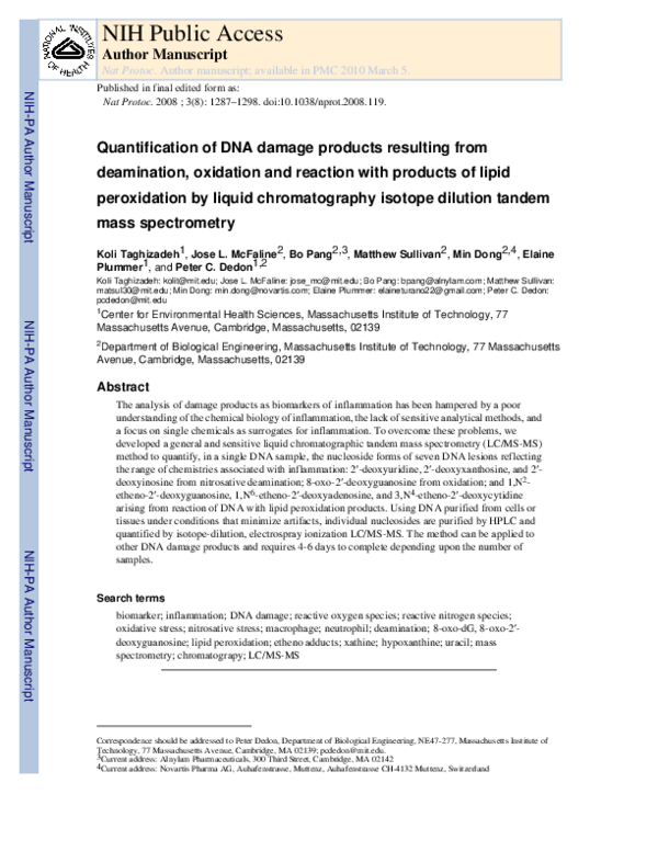 (PDF) Quantification of DNA damage products resulting from deamination ...