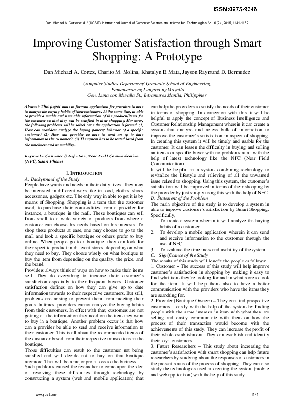 (PDF) Improving Customer Satisfaction through Smart Shopping: A Prototype