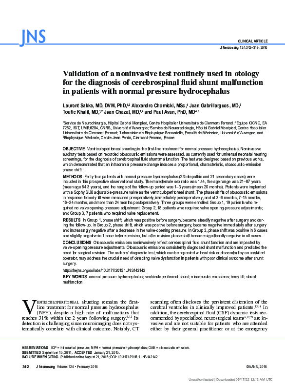 (PDF) Validation of a noninvasive test routinely used in otology for ...