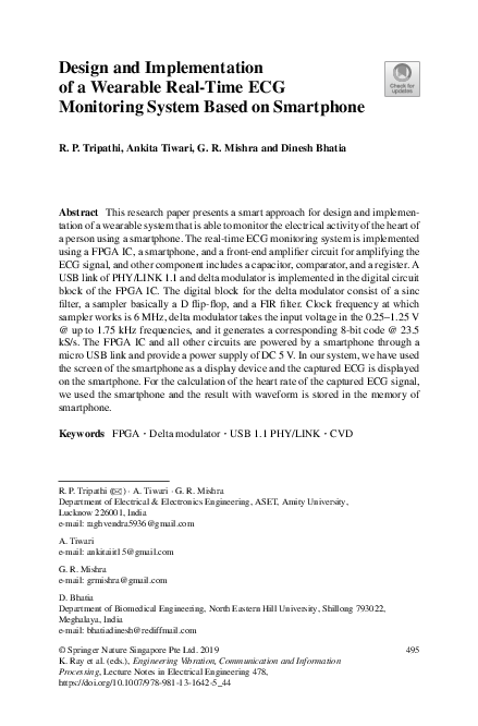 (PDF) Design and Implementation of a Wearable Real-Time ECG Monitoring System Based on Smartphone