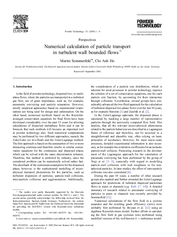 (PDF) Numerical calculation of particle transport in turbulent wall ...