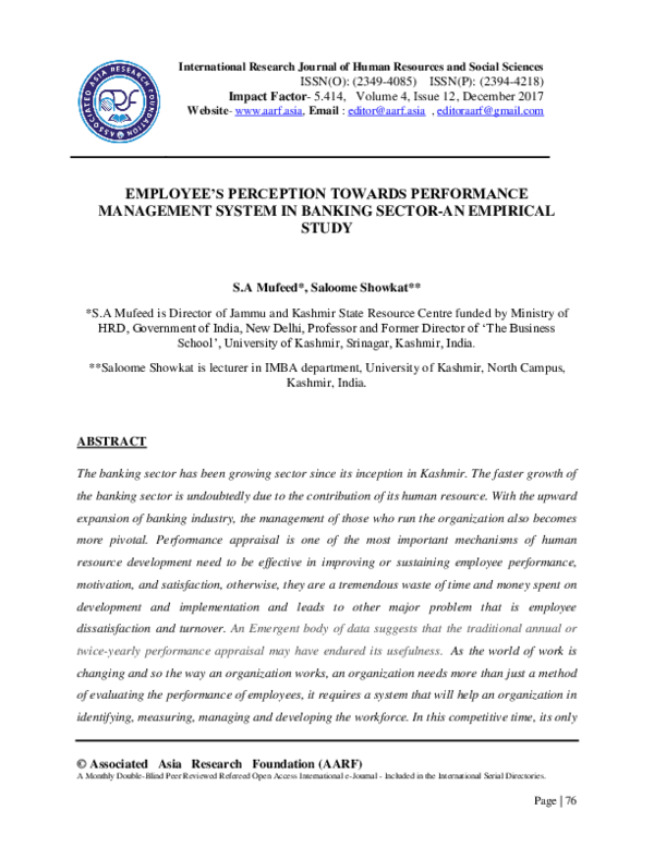 (PDF) Employee's Perception Towards Performance Management System in ...