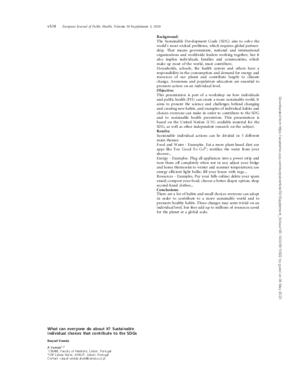 (PDF) What can everyone do about it? Sustainable individual choices ...