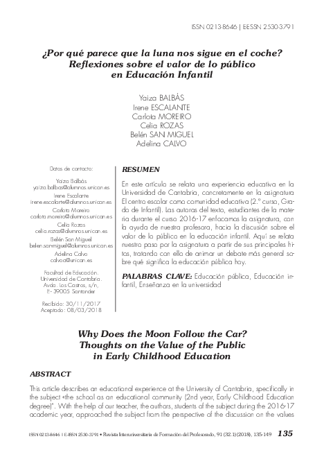(PDF) ¿Por qué parece que la luna nos sigue en el coche? Reflexiones sobre el valor de lo ...