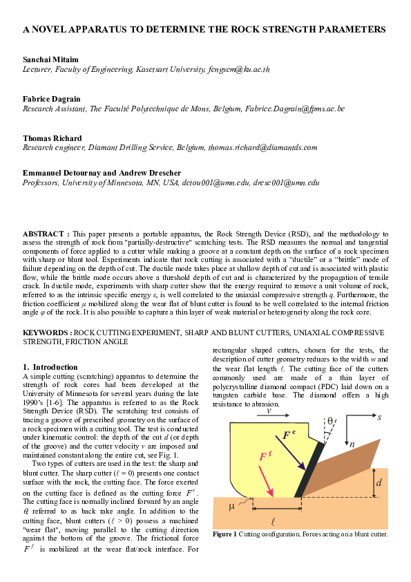 (PDF) A novel apparatus to determine the rock strength parameters