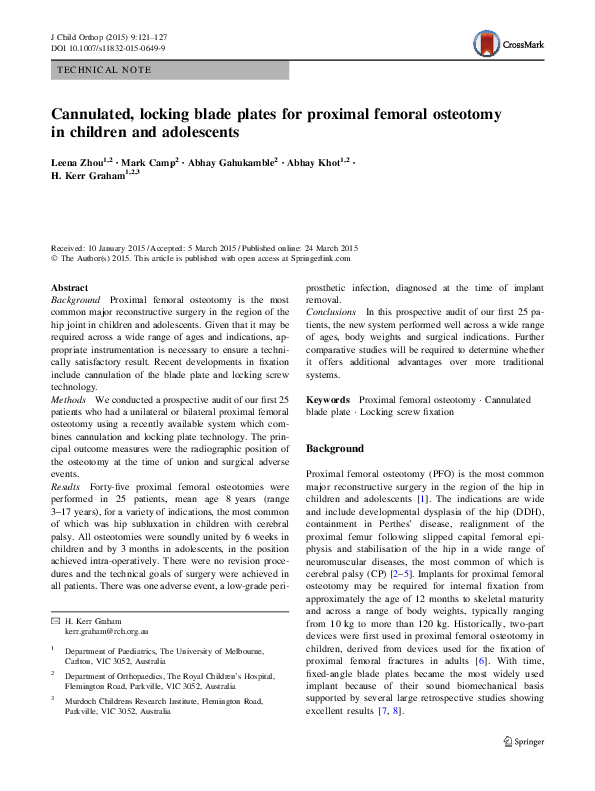(PDF) Cannulated, locking blade plates for proximal femoral osteotomy ...