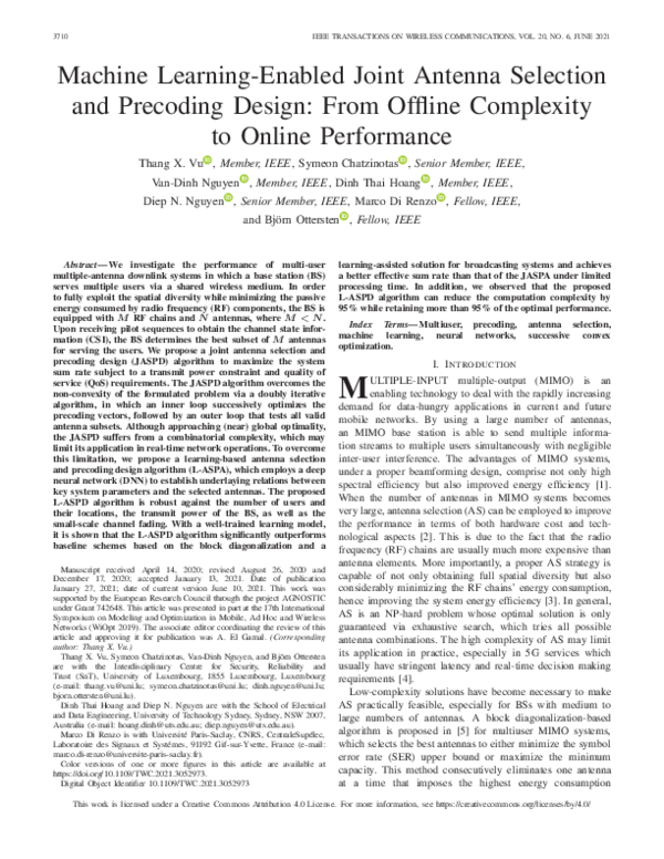 (PDF) Learning-Based Antenna Selection and Precoding