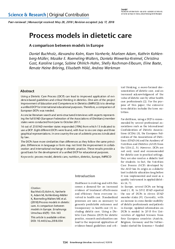 (PDF) Process models in dietetic care: a comparison between models in ...