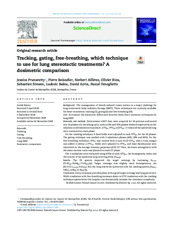 (PDF) Tracking, gating, free-breathing, which technique to use for lung ...