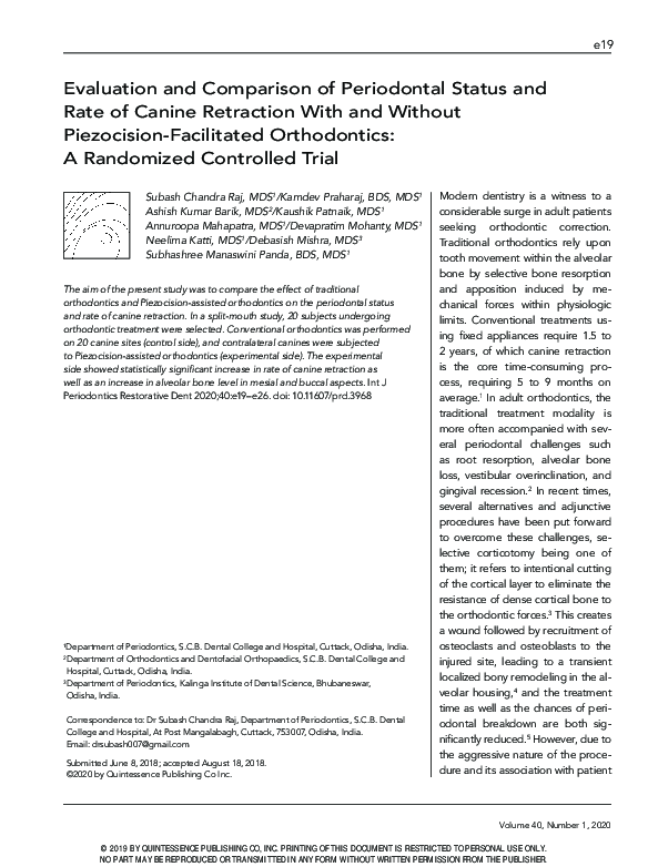 (PDF) Piezocision vs Traditional Orthodontics: Periodontal and ...