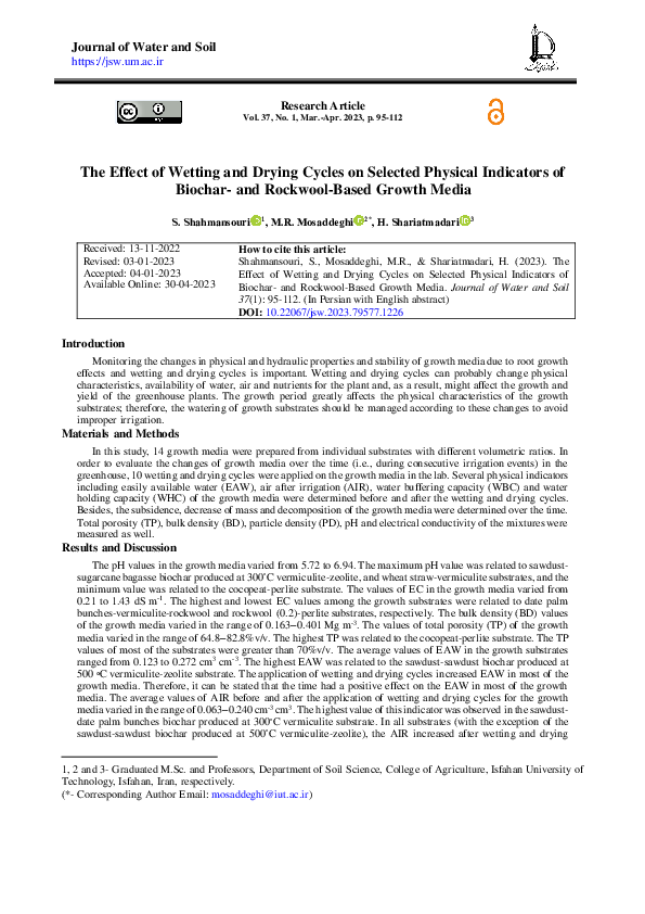 (PDF) The Effect of Wetting and Drying Cycles on Selected Physical Indicators of Biochar- and ...
