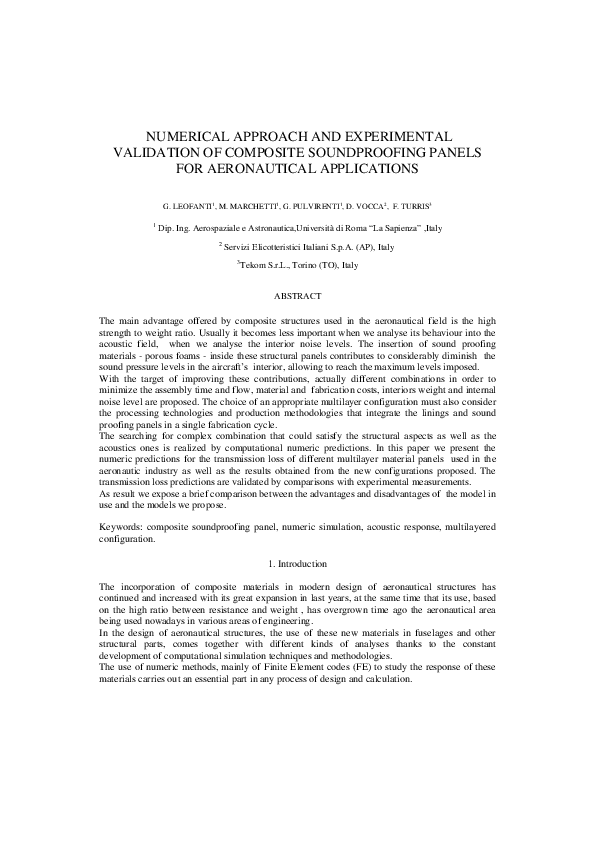 (PDF) 5396-NUMERICAL Approach and Experimental Validation of Composite Soundproofing Panels for ...