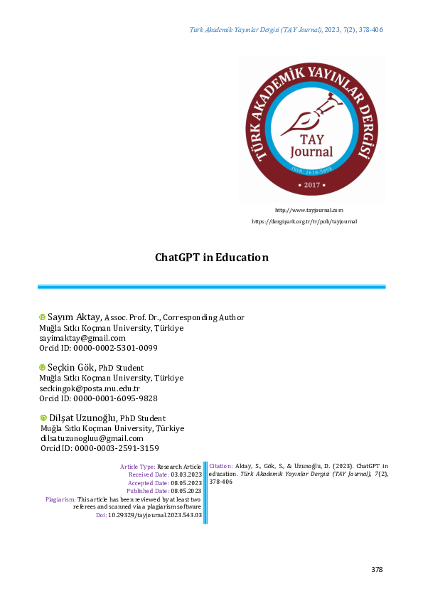 (PDF) Chatgpt in education
