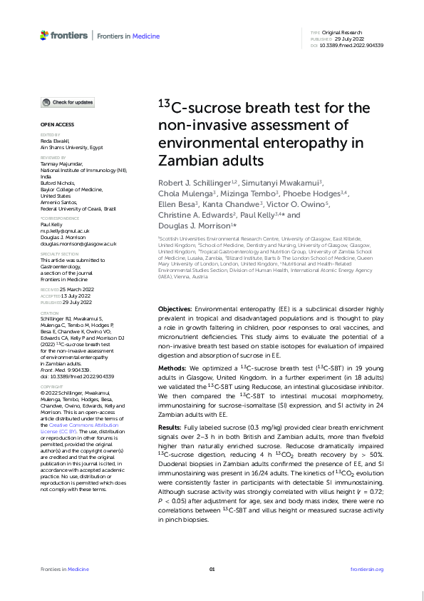 (PDF) 13C-sucrose breath test for the non-invasive assessment of ...