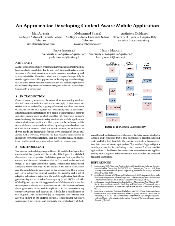 (PDF) An Approach for Developing Context-Aware Mobile Application